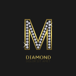M italic letter with diamonds Royalty Free Vector Image
