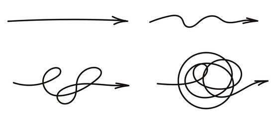 Arrow confused line set path thread isolated Vector Image