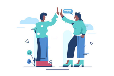 Friends doing high five big people team Royalty Free Vector