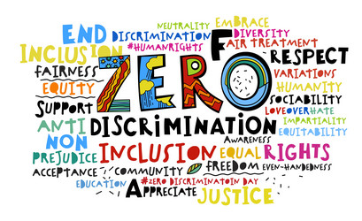 Zero discrimination day word cloud respect Vector Image