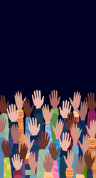 Hands raised up different people Royalty Free Vector Image