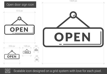 Open door line icon entrance doorway sign floor Vector Image