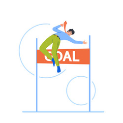 Business man with pole jumping over barrier Vector Image