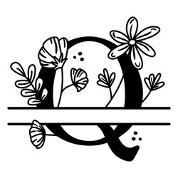Floral split w monogram high quality Royalty Free Vector