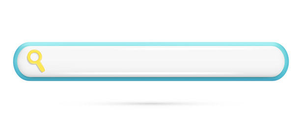 Realistic 3d blue and white search bar magnifying Vector Image