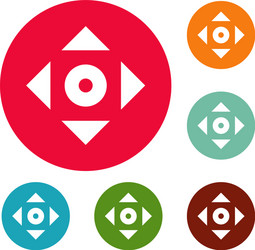 Cursor displacement icons circle set Royalty Free Vector