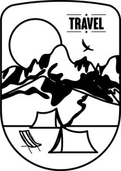 Explorer badge insignia with snowy mountains Vector Image