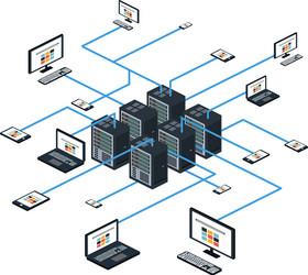 Data center icon set Royalty Free Vector Image