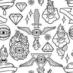 Design pattern old school flash tattoo Royalty Free Vector