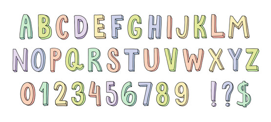 Kawaii font cute alphabet letters with adorable Vector Image