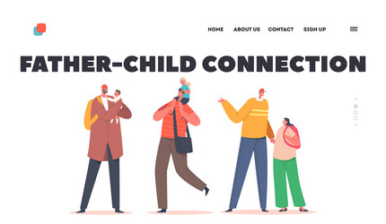 Happy fathers connection with children landing Vector Image