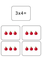 Multiplication table of 3 maths card Royalty Free Vector