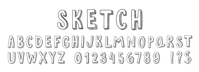 Handwritten simple font hand drawn sketch alphabet