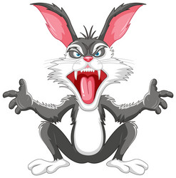 Crazy rabbit cartoon sitting with sharp teeth Vector Image