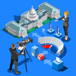 Election infographic parliament isometric building