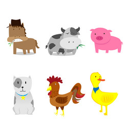 Cartoon farm animals with nature background Vector Image