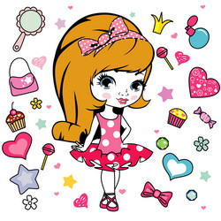 Little girl design elements Royalty Free Vector Image