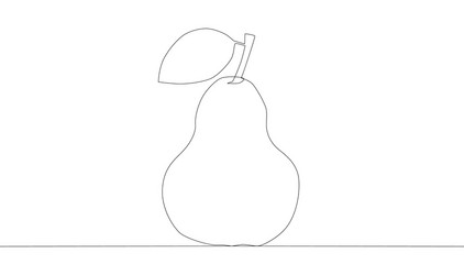Pear - one line drawing continuous fruit Vector Image