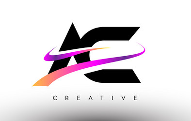 Ac magenta lines letter logo creative line Vector Image