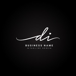 Di handwritten signature logo with watercolor Vector Image