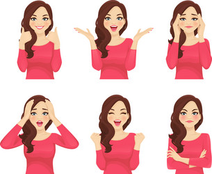 Woman expressions set Royalty Free Vector Image