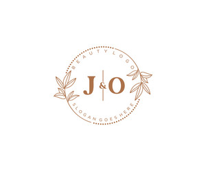 Initial jo letters beautiful floral feminine Vector Image