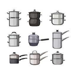 Healthy double boiler pan cartoon Royalty Free Vector Image