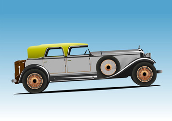 Luxury old rarity car 3d hand drawn Royalty Free Vector