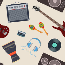 Music seamless pattern rock theme color Royalty Free Vector