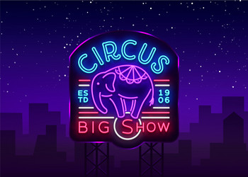 Circus show neon concept Royalty Free Vector Image