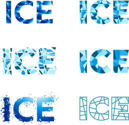 Frozen font alphabet template set of blue white Vector Image