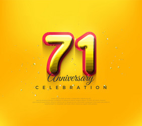 Silver metallic design number 71st anniversary Vector Image
