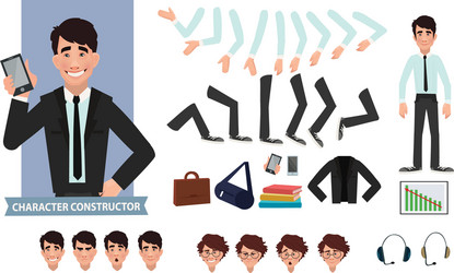 Business man cartoon character creation set young Vector Image