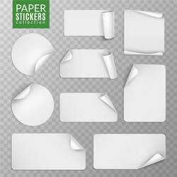 White paper stickers blank sticky notes Royalty Free Vector