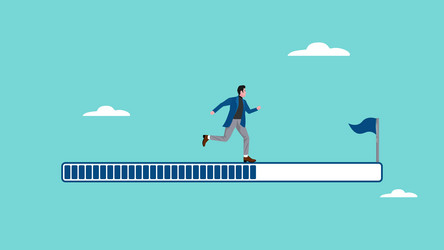 Businessman running on success loading bar Vector Image