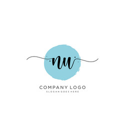 Nu initial handwriting logo design Royalty Free Vector Image