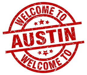 Welcome to austin red stamp Royalty Free Vector Image
