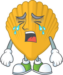 Purple clam cartoon character with sad expression Vector Image
