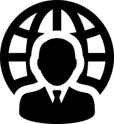 Business icon man global network person avatar Vector Image
