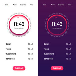 Clock application ui design concept eps 10 Vector Image