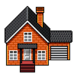 Pixel art japanese house detailed isolated Vector Image