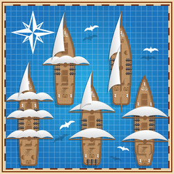 Pirate Ship Top View Vector Images (28)