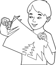 Boy Cutting Paper Vector Images (over 3,100)