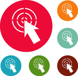 Cursor interface icons circle set Royalty Free Vector Image