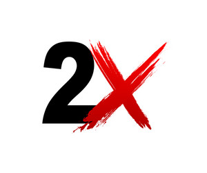 2x logo icon x2 text letter double faster Vector Image