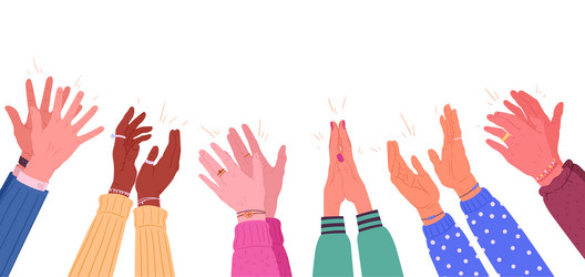 Hands applauding human clapping woman clap Vector Image