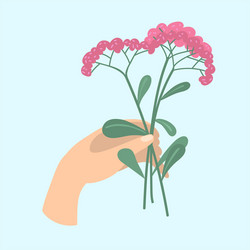 Cartoon female hand holding flower Royalty Free Vector Image