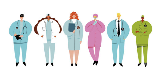 Hospital healthcare staff set doctors in medical Vector Image