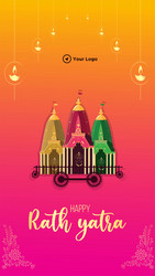 Jagannath rath yatra portrait template design Vector Image