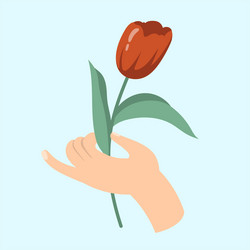 Cartoon female hand holding flower Royalty Free Vector Image
